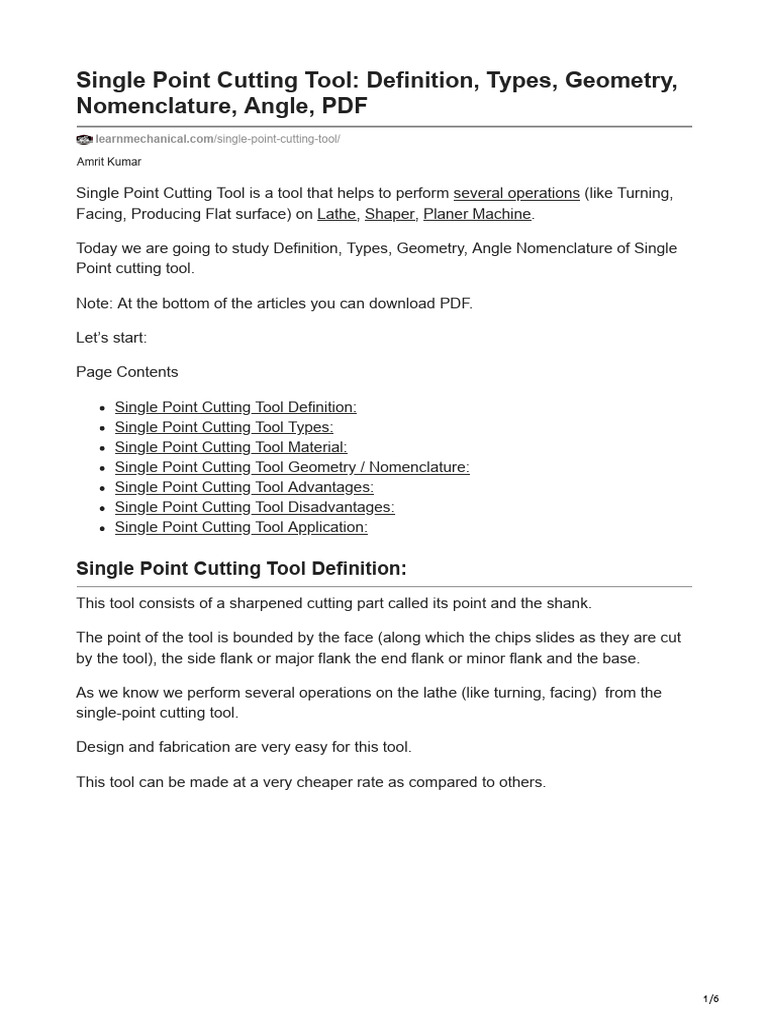 Single Point Cutting Tools | PDF | Metalworking | Industrial Processes