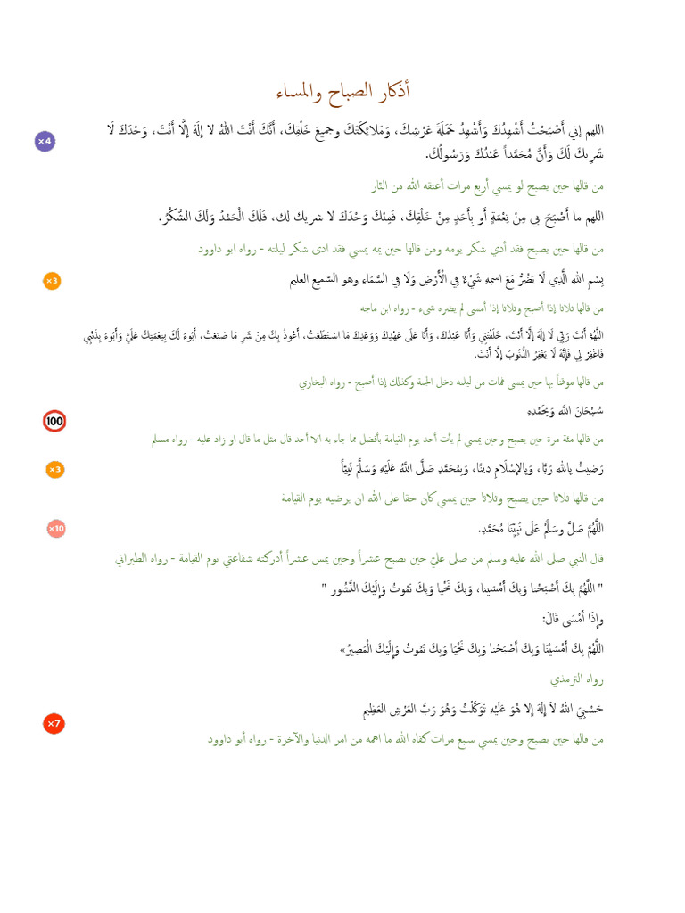 اللهم إني أَصْبَحْتُ أَشْهِدُكَ وَأَشْهِدُ حَمَلَةَ عَرْشِكَ Pdf