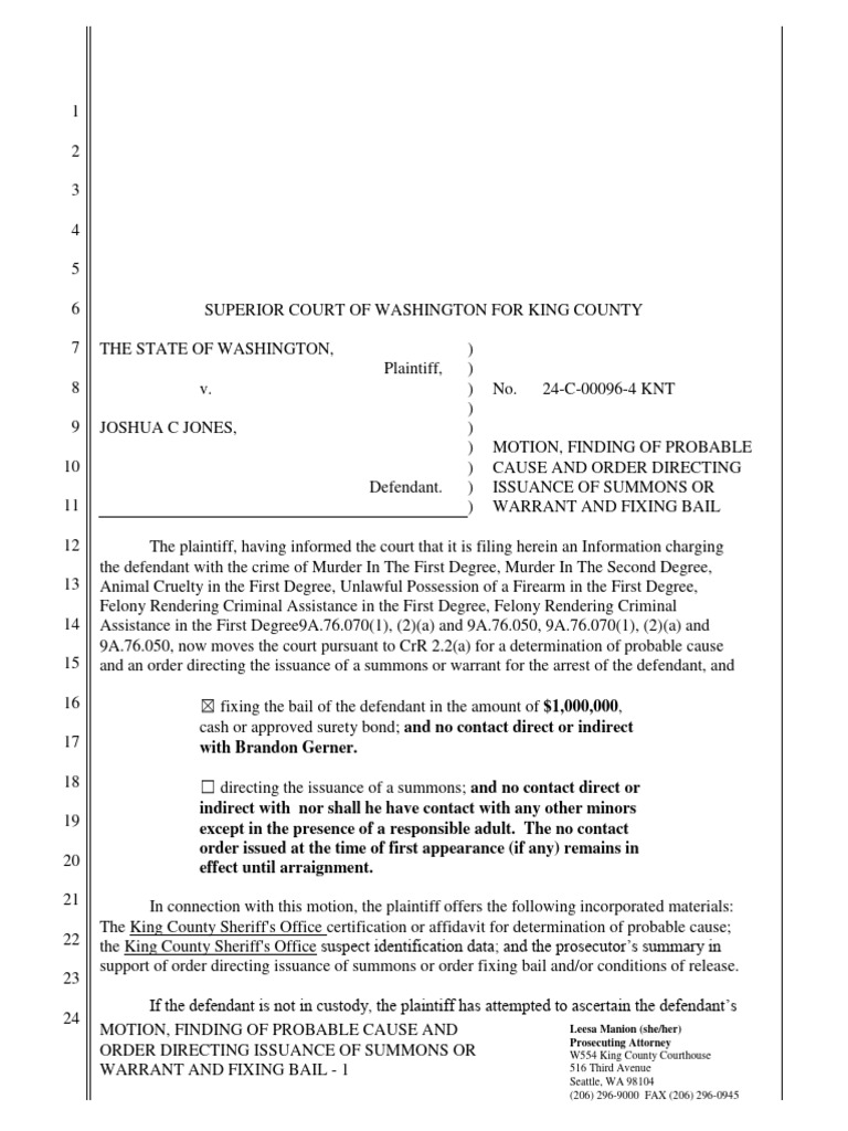 2024-14-02 Warrant Joshua-Jones Wa PDF | PDF | Bail | Arrest Warrant