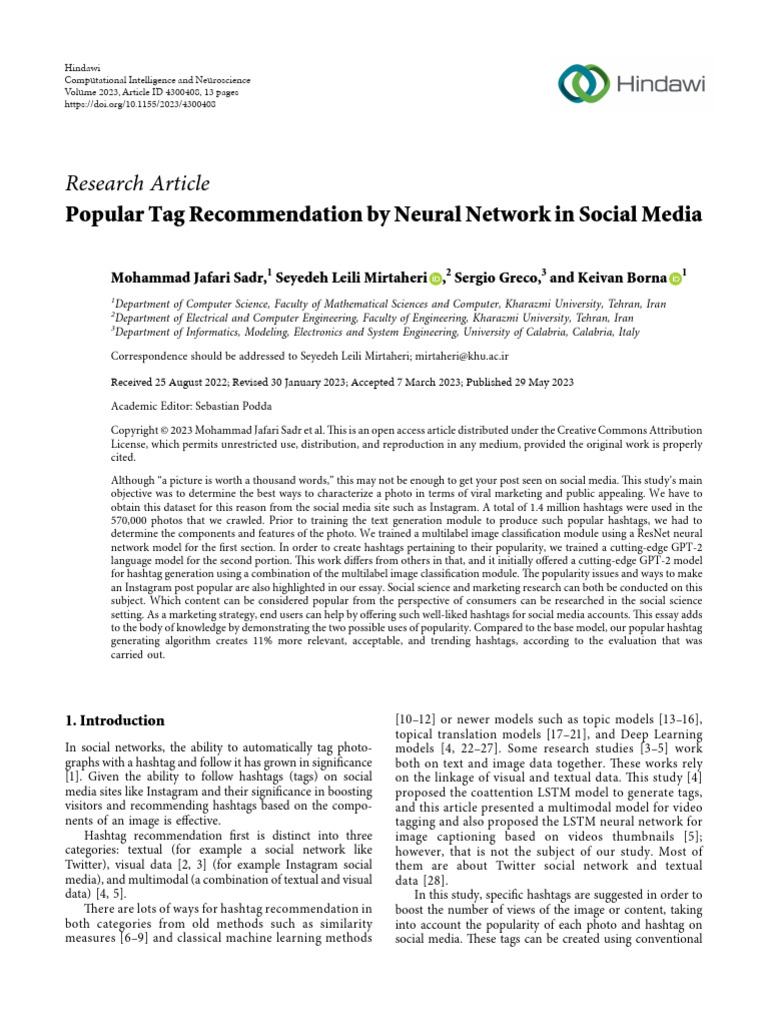 Popular Tag Recommendation by Neural Network in Social Media | PDF | Artificial Neural Network ...