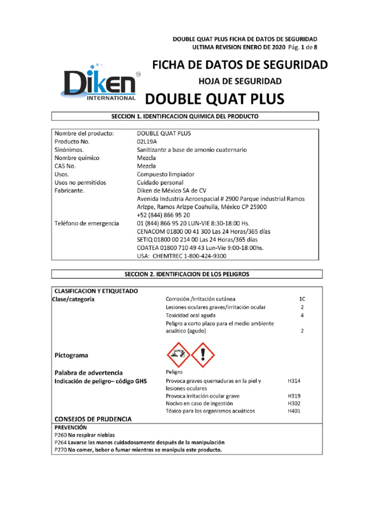 Ficha Tecnica Double Quat | PDF