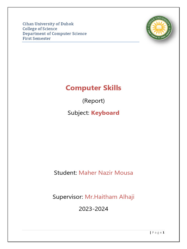 Cihan University of Duhok | PDF | Computer Keyboard | Typewriter