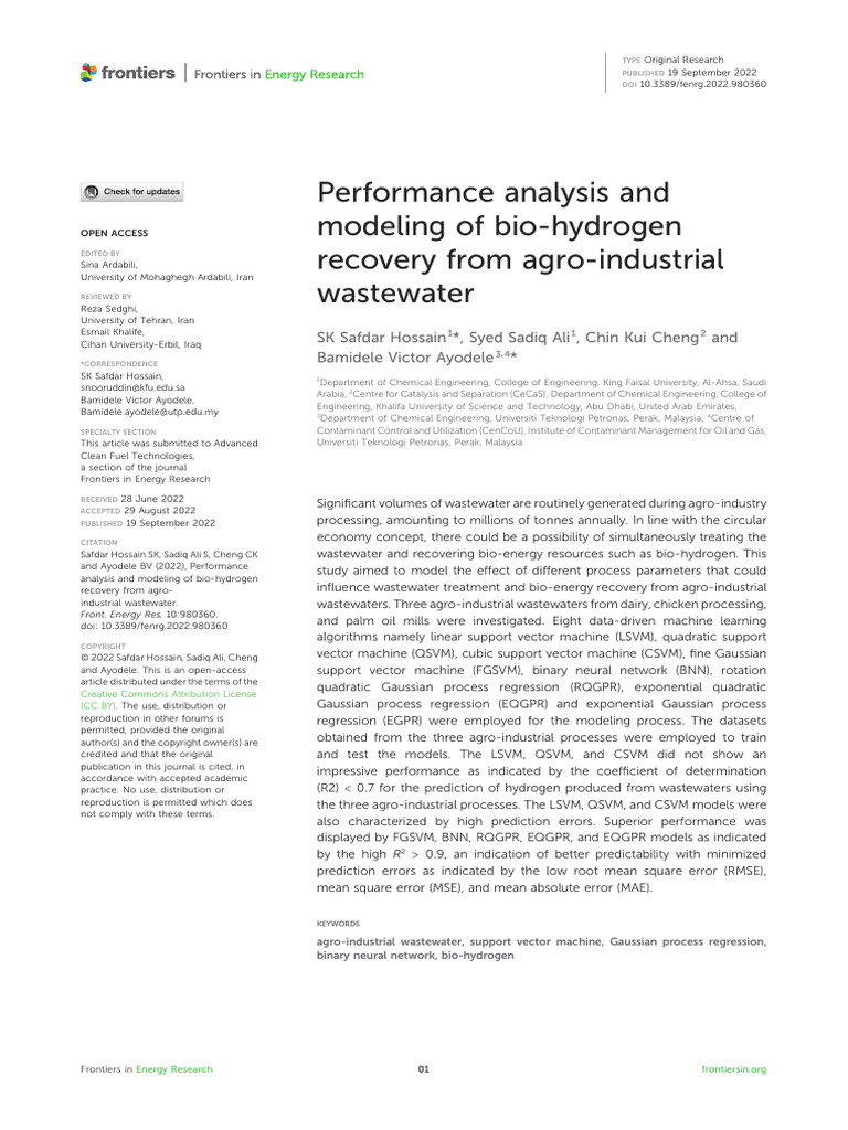 Performance Analysis and | PDF | Mean Squared Error | Support Vector Machine