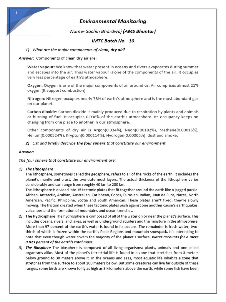 Env Assignment 1 | Download Free PDF | Atmosphere Of Earth | Greenhouse Effect