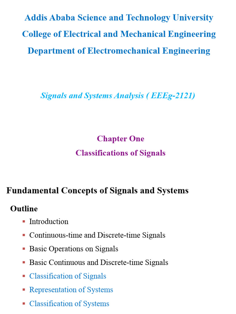 01-Fundamental Concepts of Signals and Systems-II | PDF | Stochastic Process | Discrete Time And ...