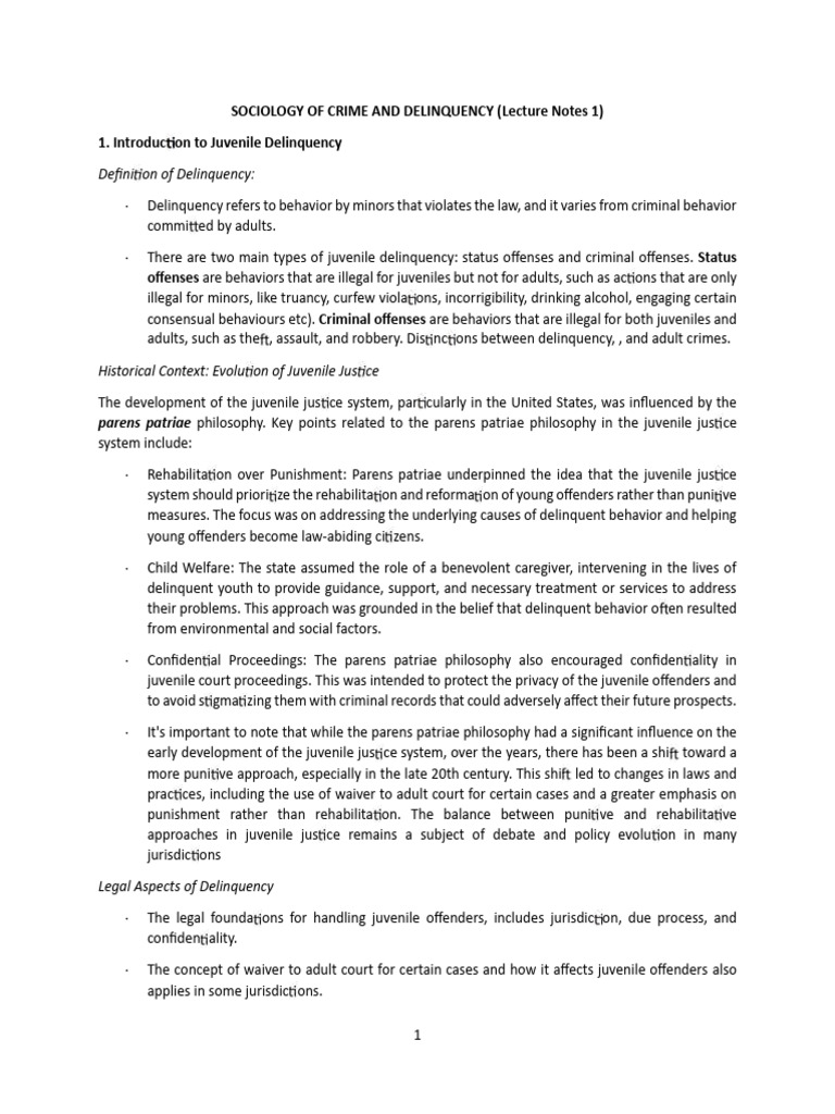 Sociology of Crime and Delinquency Lecture 1 | PDF | Juvenile ...