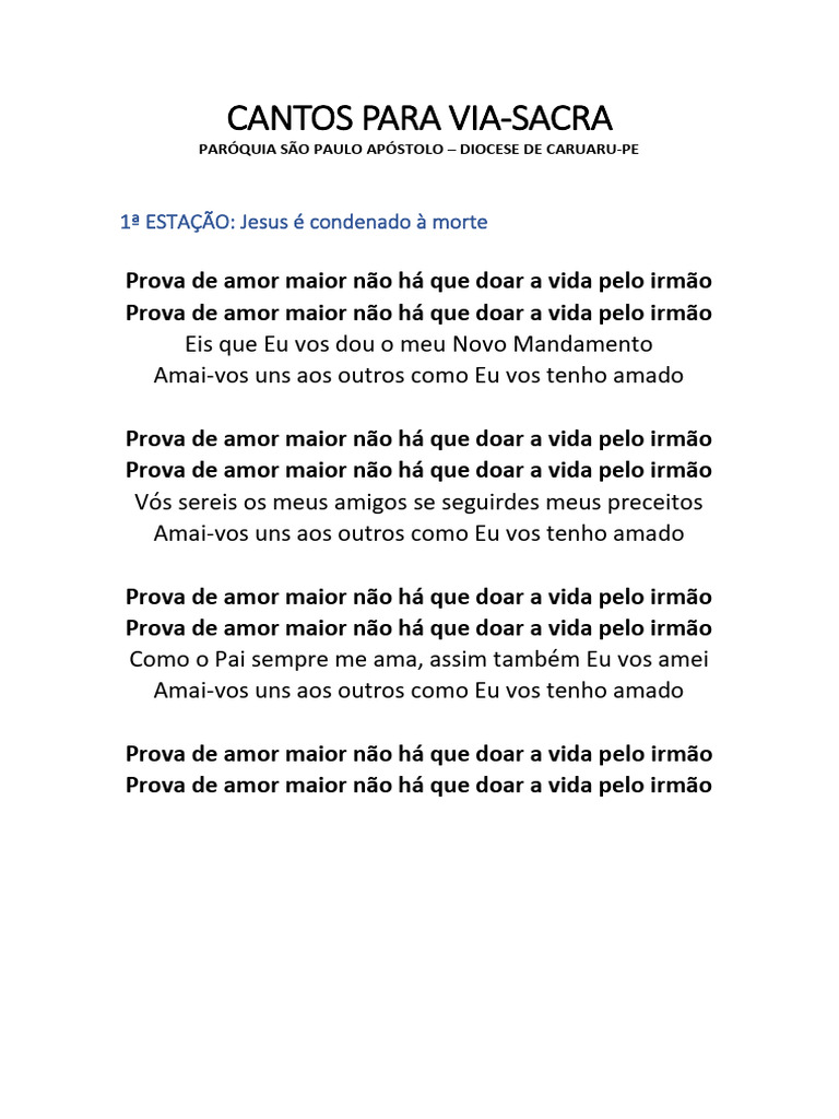 Cantos para Via Sacra | PDF | Pecado | Amor
