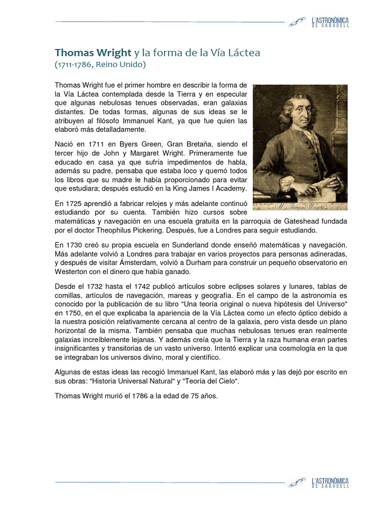 Thomas Wright y la Vía Láctea | PDF | Clásicos