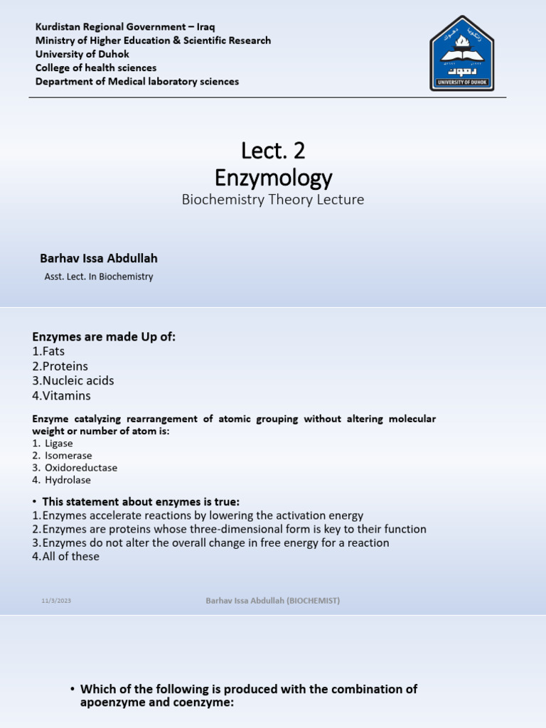 Biochemistry Lec2 | PDF | Enzyme Inhibitor | Enzyme