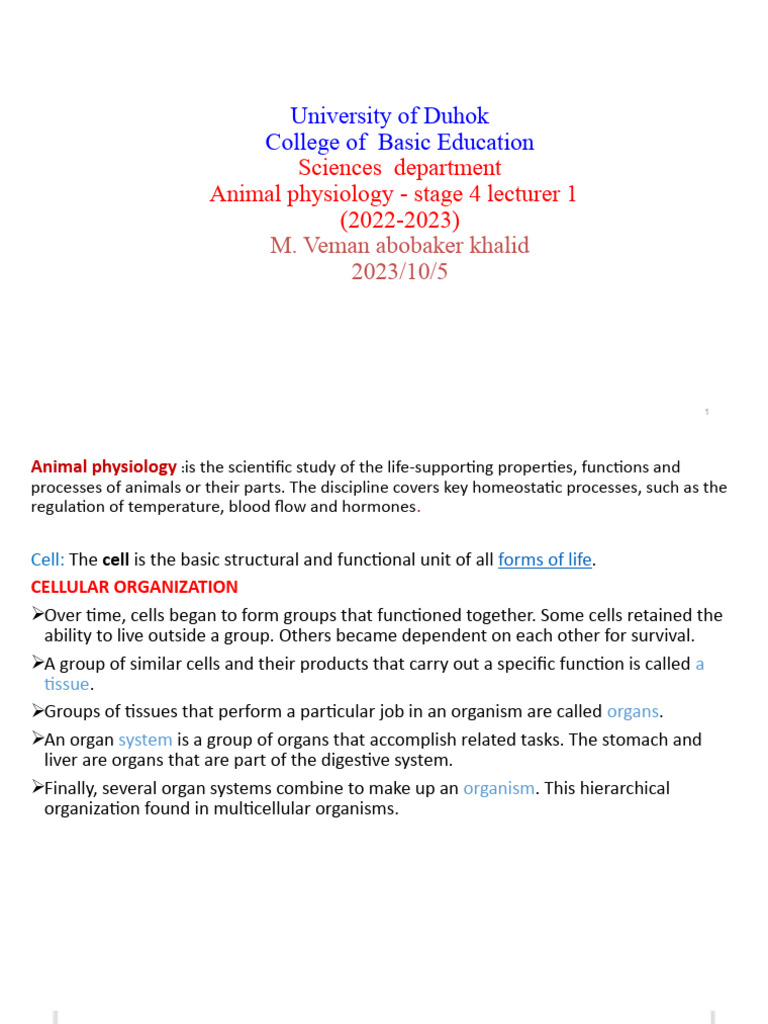 Animal Physiology Theory Lec1 | PDF | Cell Membrane | Endoplasmic Reticulum