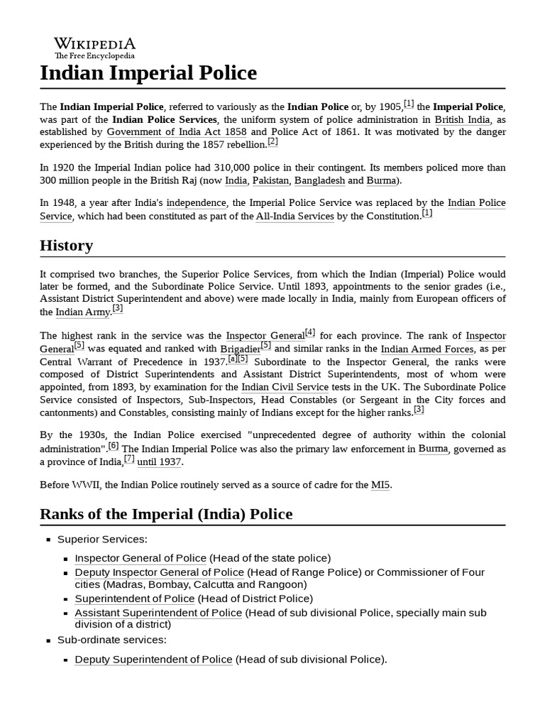 Indian Imperial Police | Download Free PDF | Law Enforcement | Crime ...