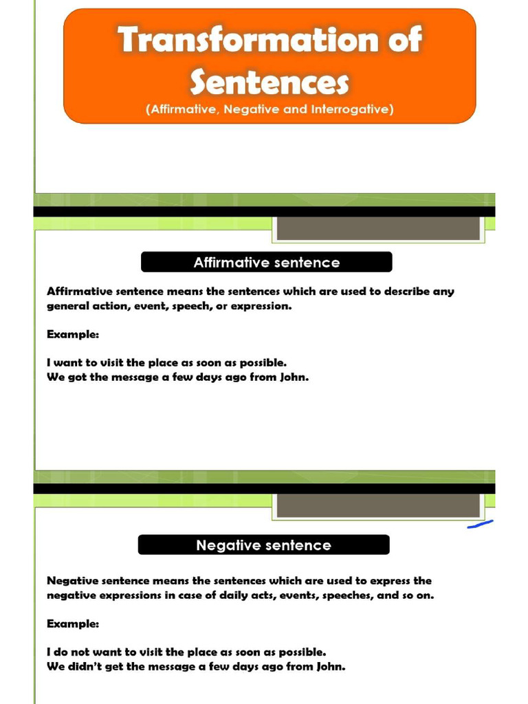 Transformation of Sentences | PDF