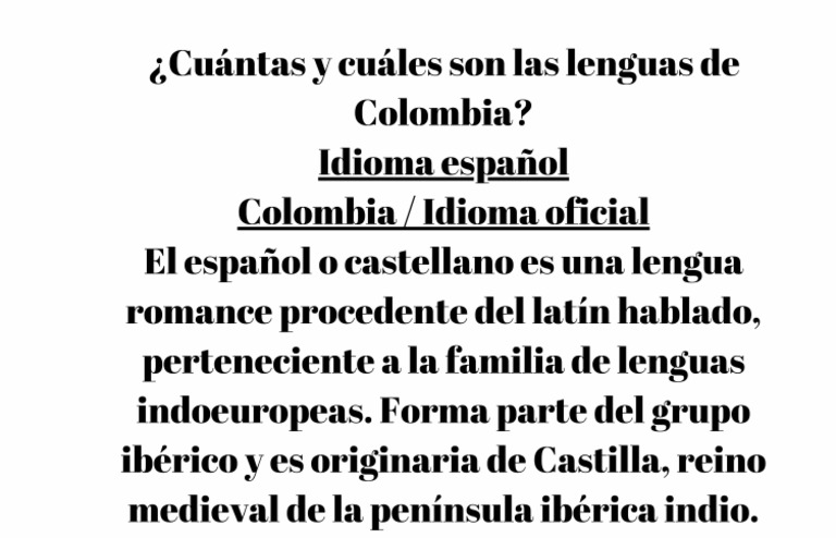 ¿Cuántas y Cuáles Son Las Lenguas de Colombia Idioma Español Colombia ...