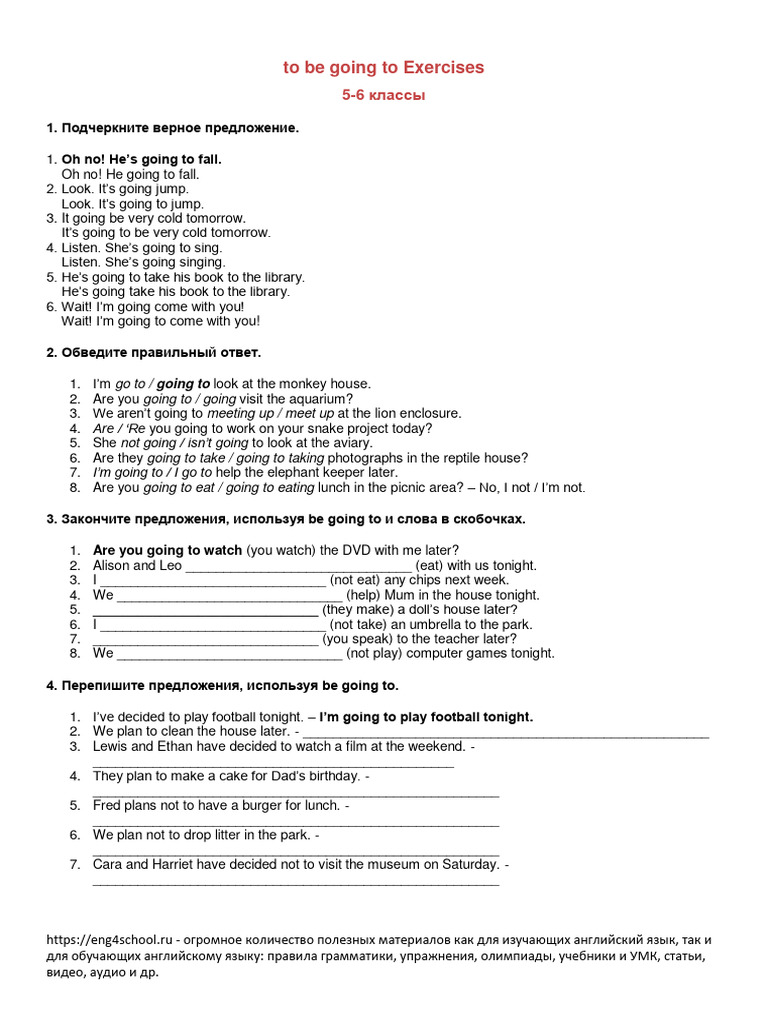 To Be Going To Exercises 5 6 Klassy | PDF