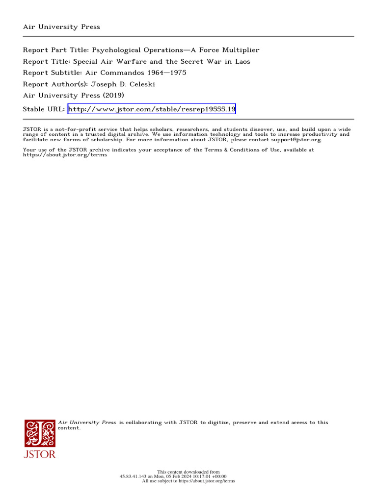 Celeski PsychologicalOperationsAForce 2019 | PDF | Laos | Propaganda