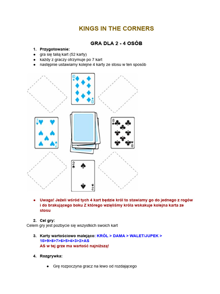 Kings in The Corners - Rules | PDF