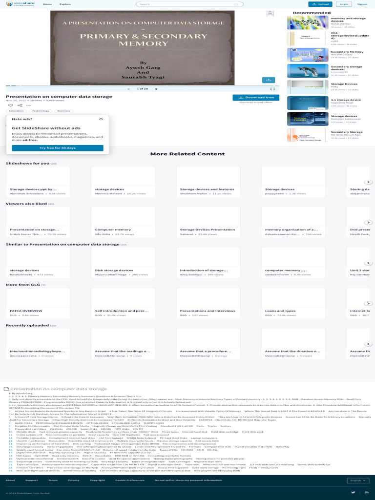 Presentation On Computer Data Storage 9th Grade | Download Free PDF | Hard Disk Drive | Computer ...