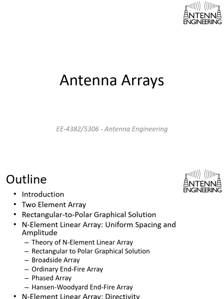 Topic 6 Linear Antenna Arrays | PDF | Antenna (Radio) | Electromagnetic ...