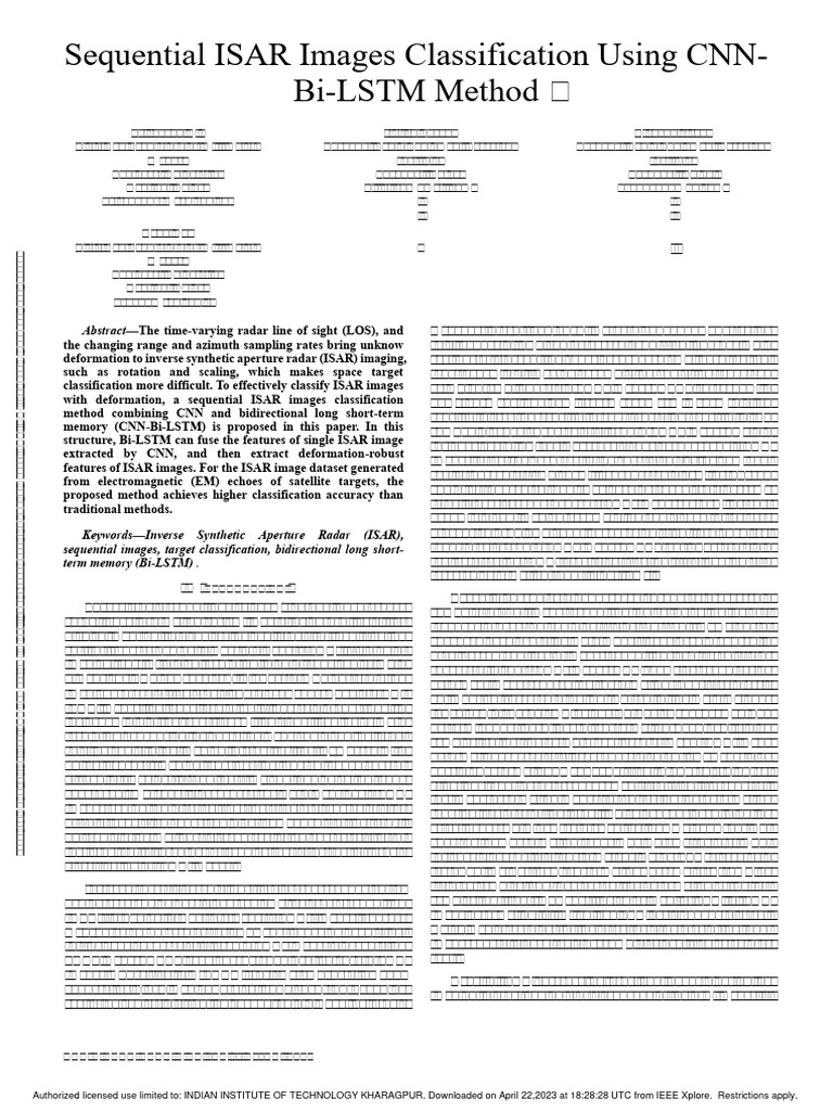 Sequential ISAR Images Classification Using CNN-Bi-LSTM Method | PDF | Radar | Computational ...