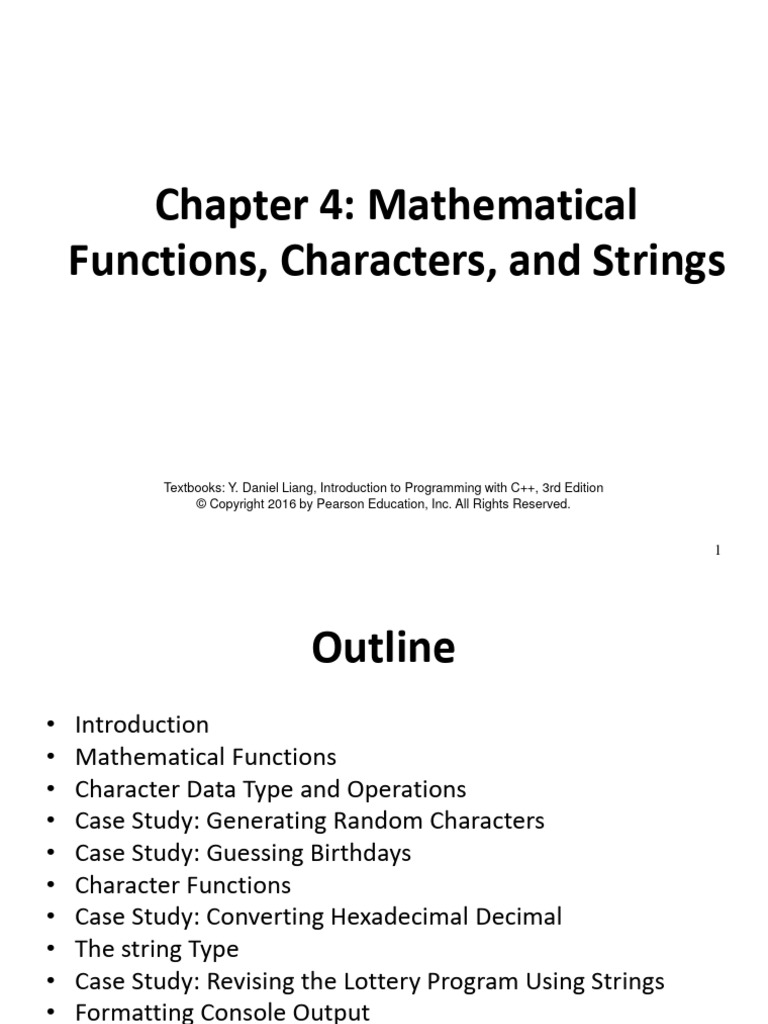 04 Math Functinos Chars And Strings Pdf String Computer Science Computer Programming 