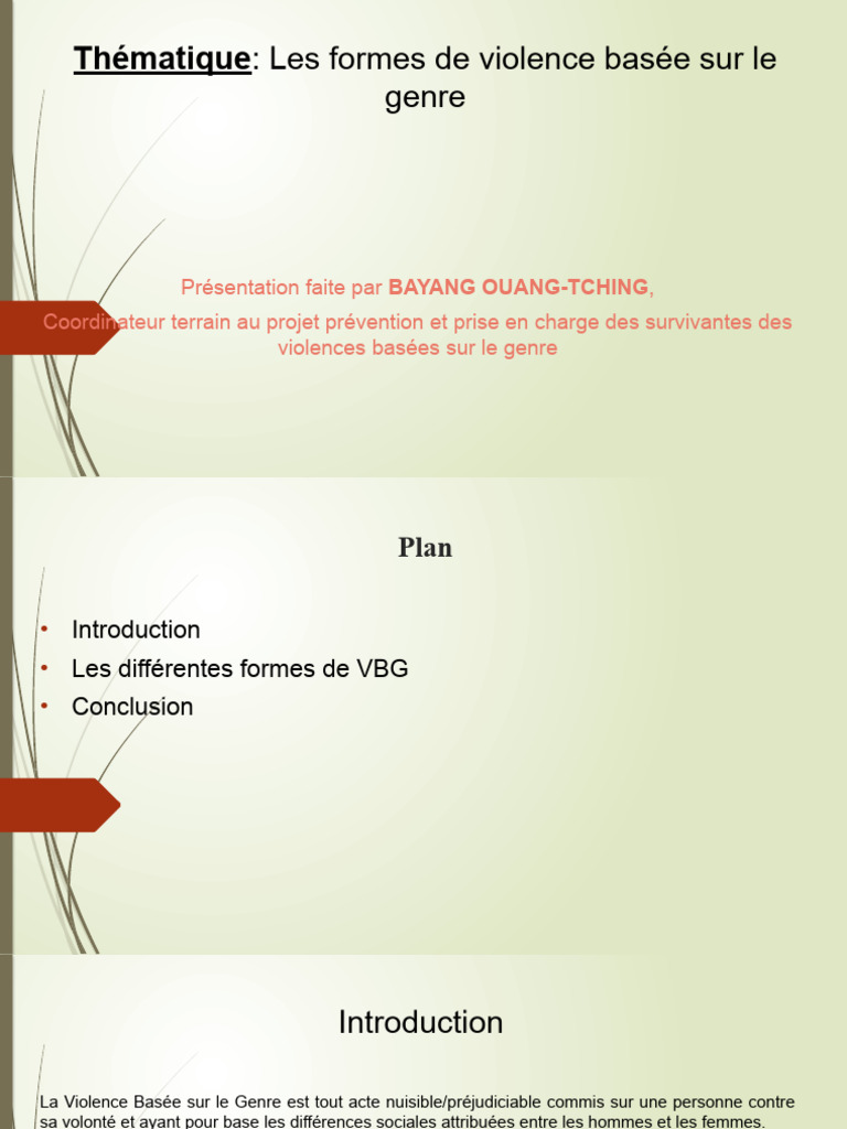 les formes de VBG | PDF | Violence sexuelle | Viol