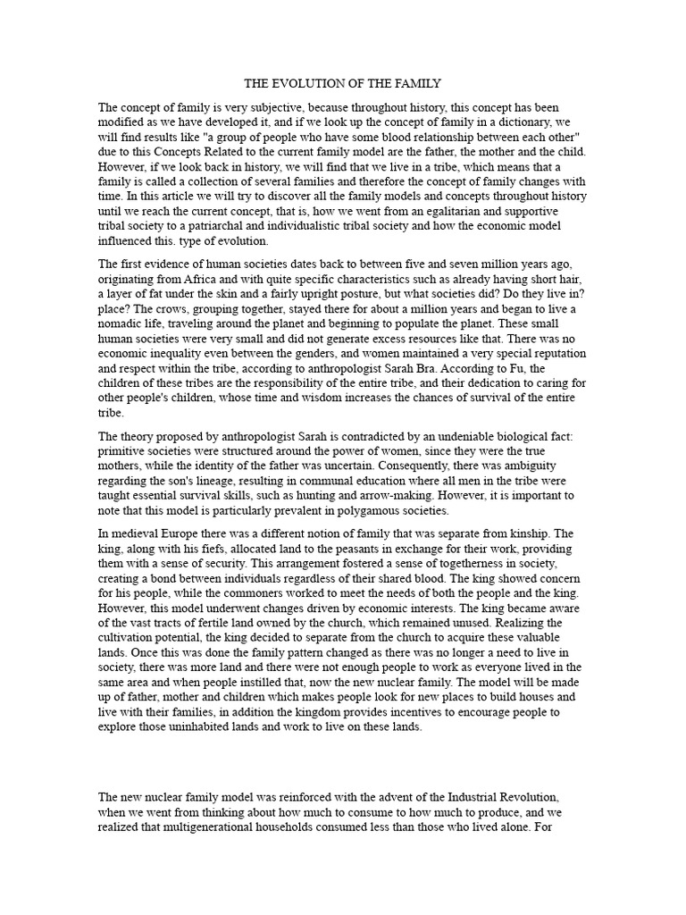 The Evolution of The Family | PDF | Family | Tribe
