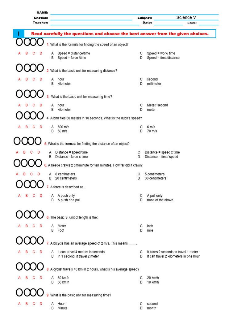 SUMMATIVE TEST Q3 Science | PDF | Speed | Distance