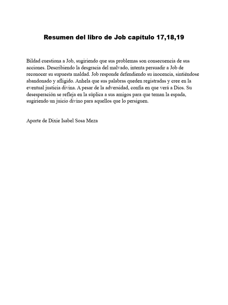 Resumen Del Libro de Job Capítulo 17 | PDF | Religión y espiritualidad