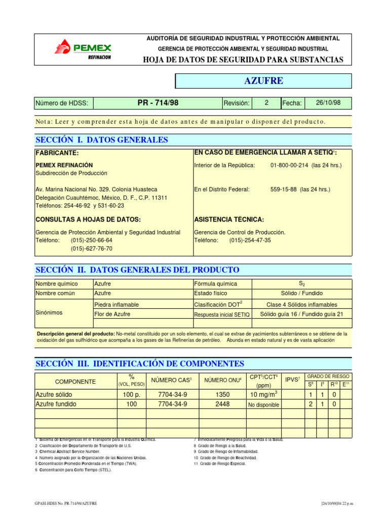 Azufre Solido | PDF | Azufre | Combustión