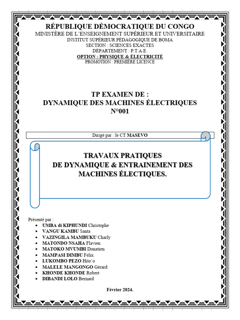 TP Final Dynamique Des Machines | PDF | Puissance (physique) | Sciences ...