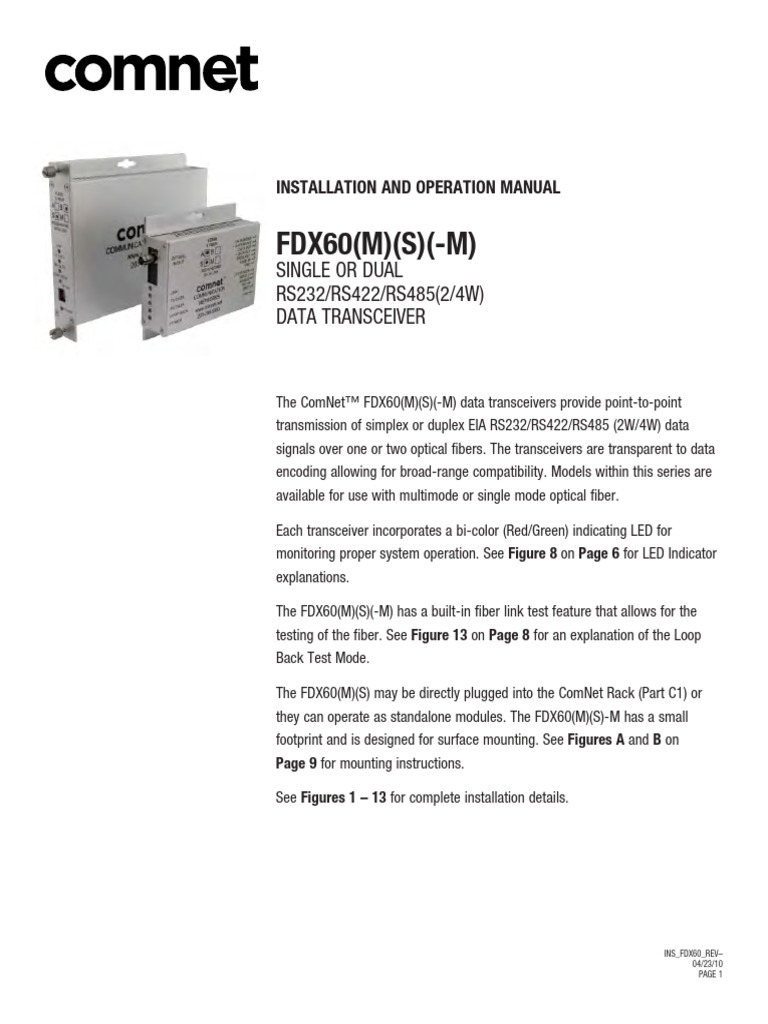 Upload C4-FDX60S1AM AssemblyInstructions | PDF | Optical Fiber | Data ...