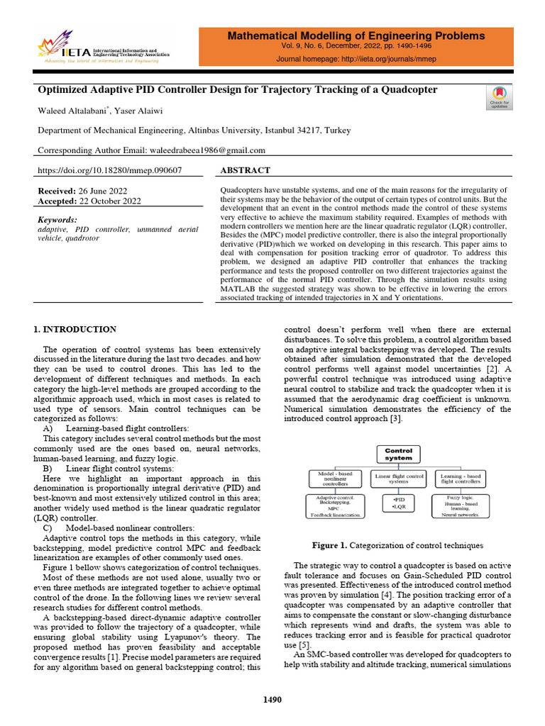 Mathematical Modelling of Engineering Problems: Received: 26 June 2022 ...