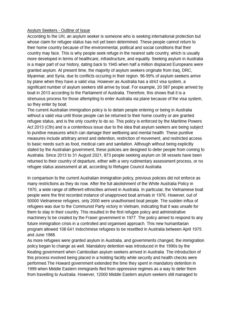 Asylum Seekers Contemporary Issue Essay 65b0d4f2b5ad9 | PDF | Asylum ...