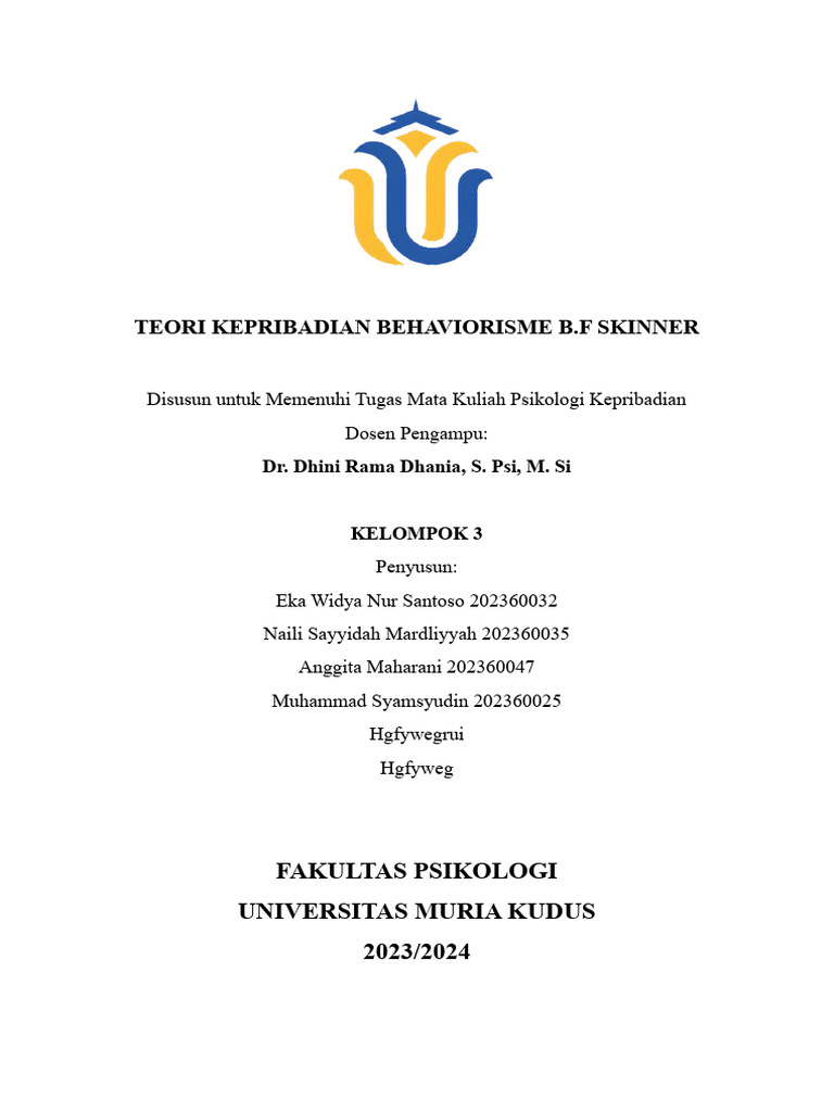 Teori Kepribadian Behaviorisme B.F Skinner | PDF