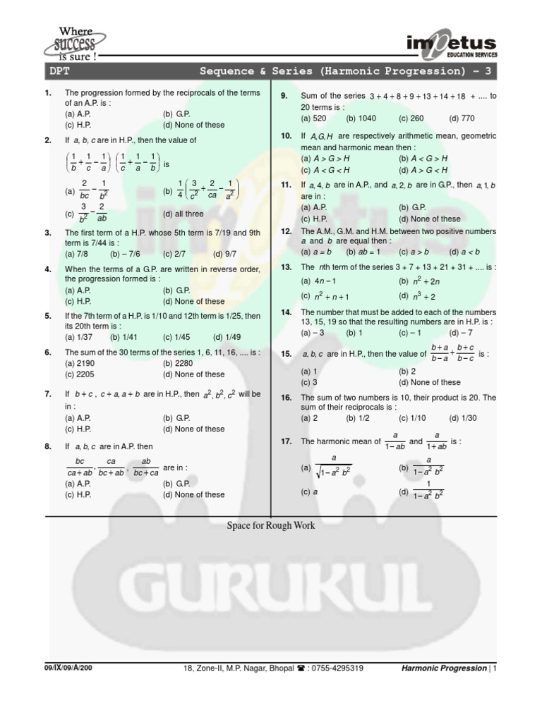 Dpt Harmonic Progression 01 Pdf Mean Mathematical Concepts