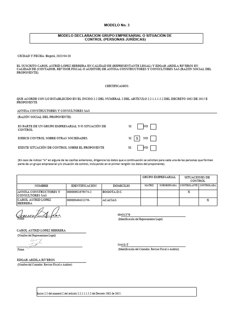 Modelo 3 Declaracion Grupo Empresarial | PDF