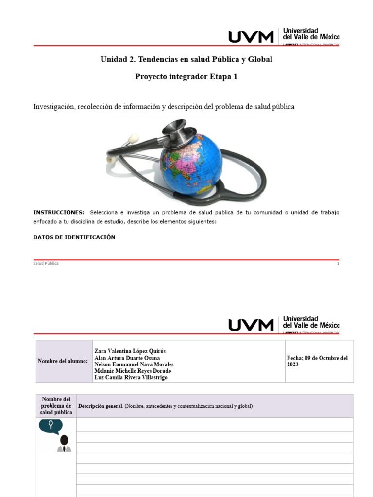 U2 Etapa1 Proyecto Integrador | Descargar gratis PDF | VIH | Salud pública