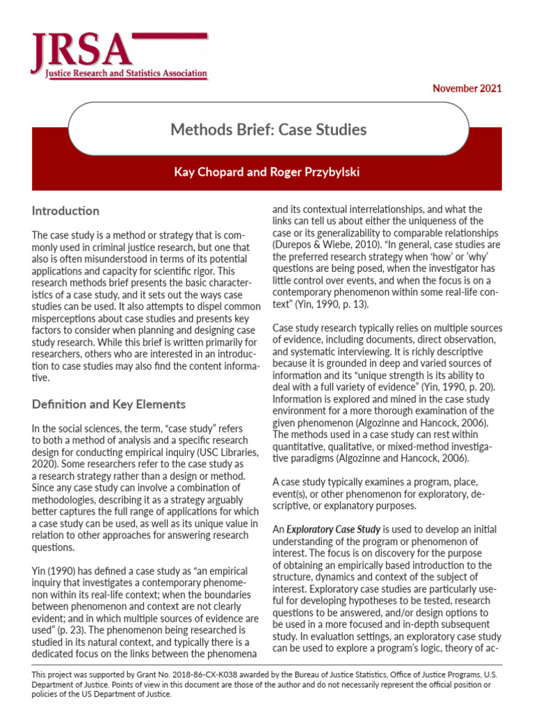 Jrsa Research Methods Brief Case Studies | PDF | Case Study | Methodology