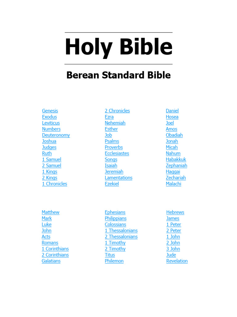 Berean Standard Bible Overview | PDF | Noah | Ham (Son Of Noah)