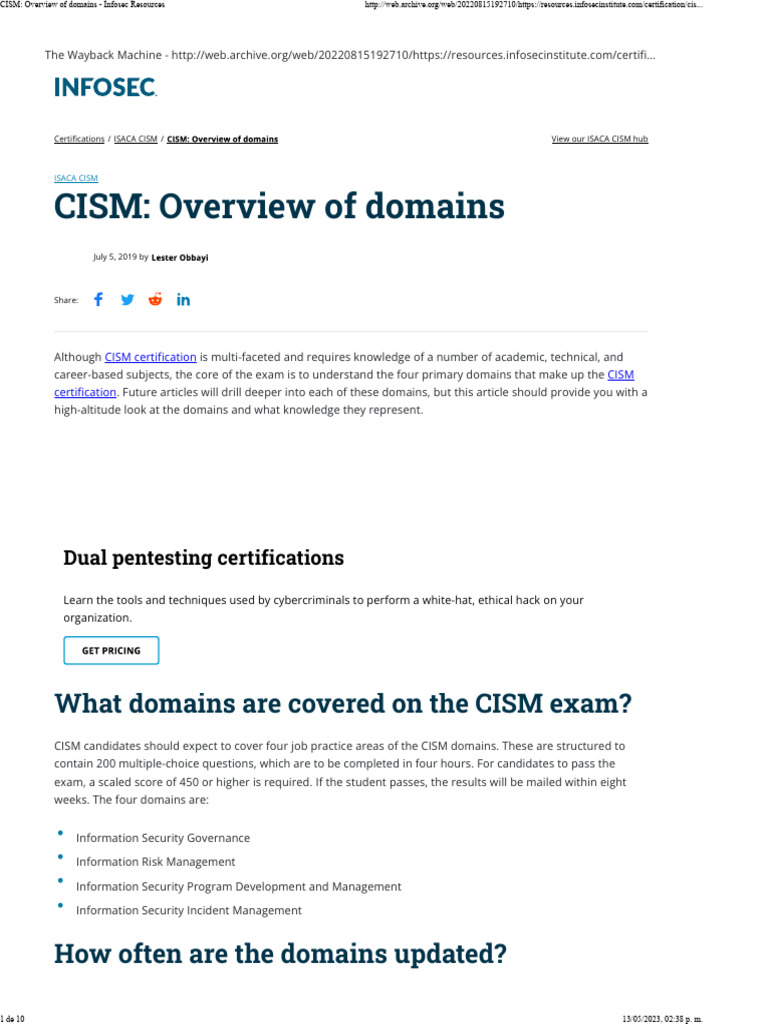 CISM Overview of Domains - Infosec Resources | PDF | Information ...