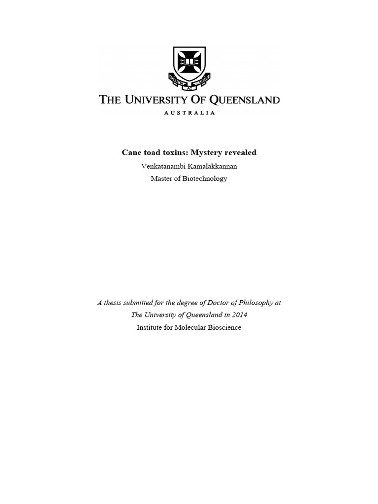 New Cane Toad Toxin Info Uq | PDF | Biology | Physical Sciences