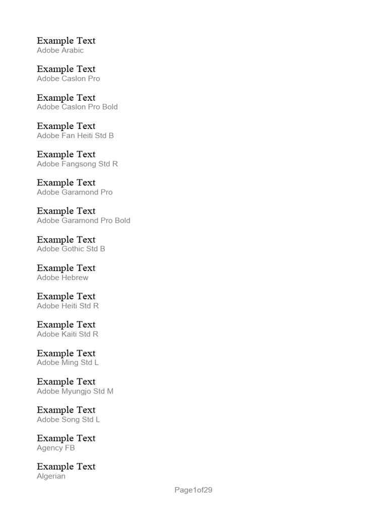 Font List | PDF | Arial | Typefaces