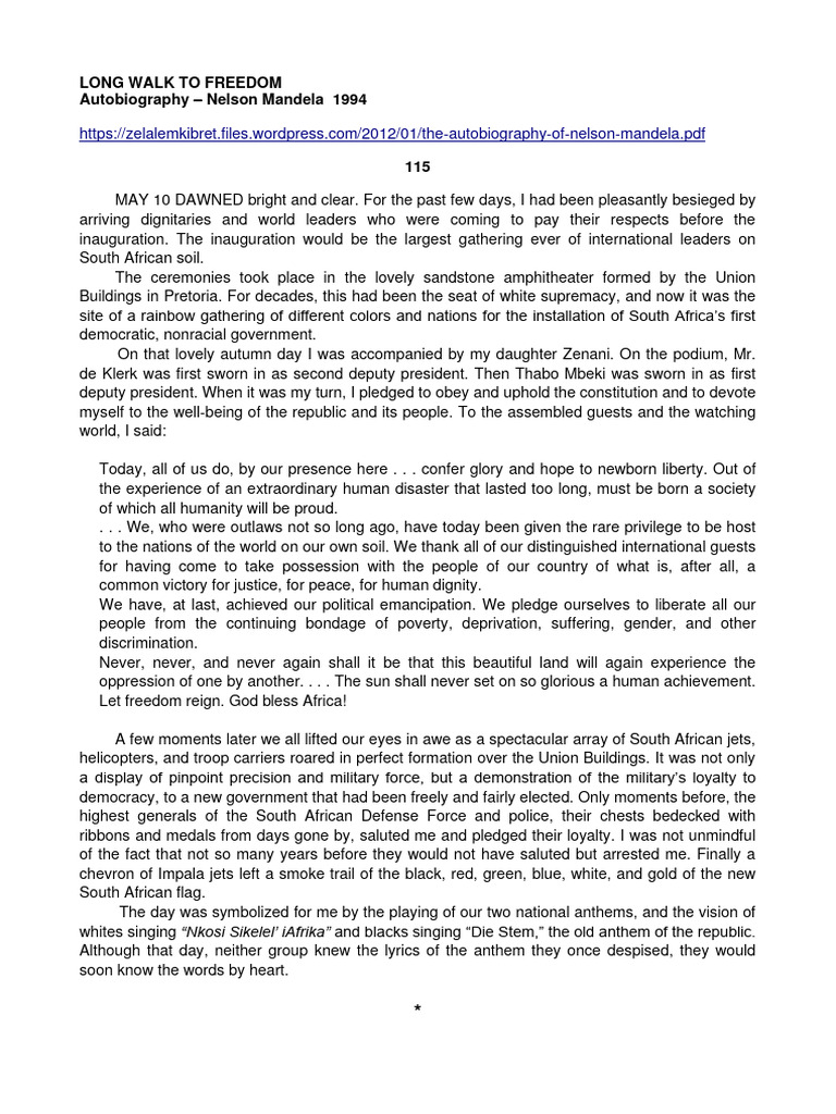 Chapter 115. Long Walk To Freedom | PDF | Nelson Mandela