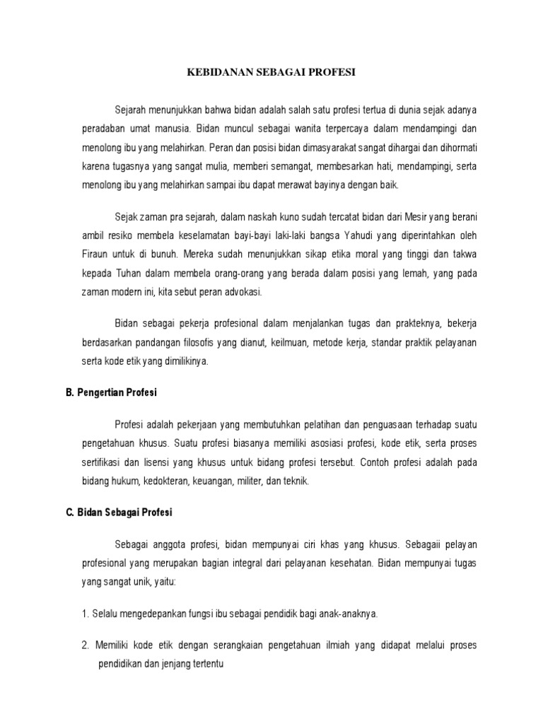 Kebidanan Sebagai Profesi | PDF | Bisnis