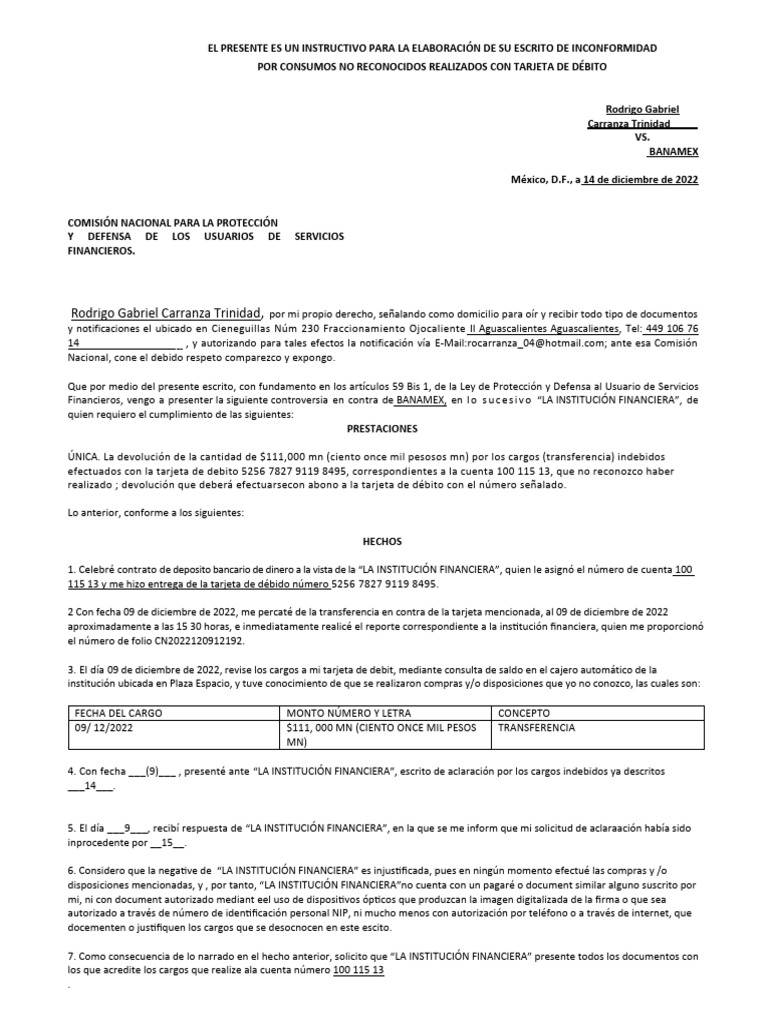 Formato-Queja-Condusef-Pdf Com | PDF