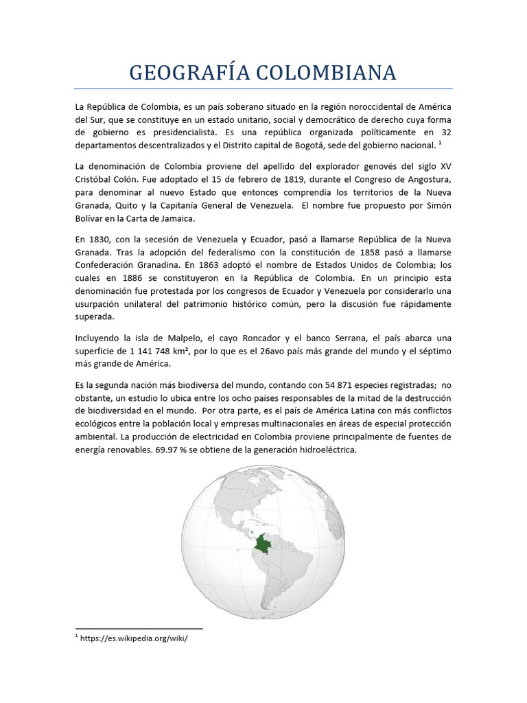 Geografía y Biodiversidad de Colombia | PDF | Colombia | Andes