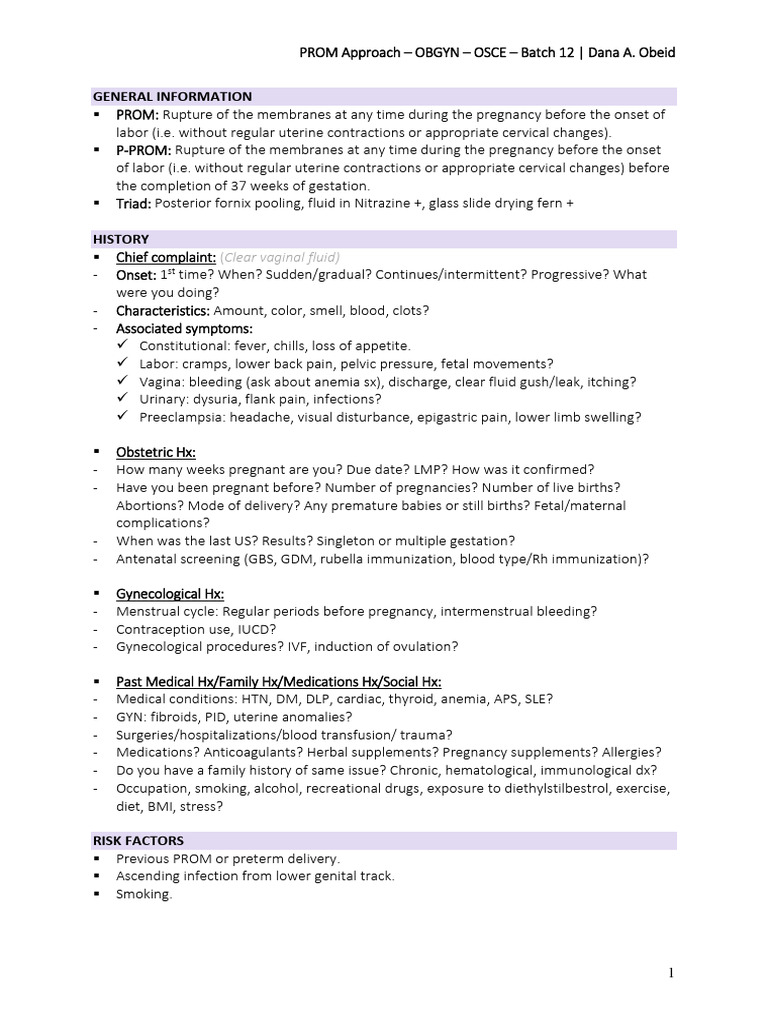 PROM Approach | PDF | Childbirth | Pregnancy