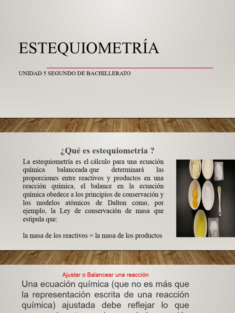 Estequiometría para Bachillerato | PDF | Estequiometría | Química