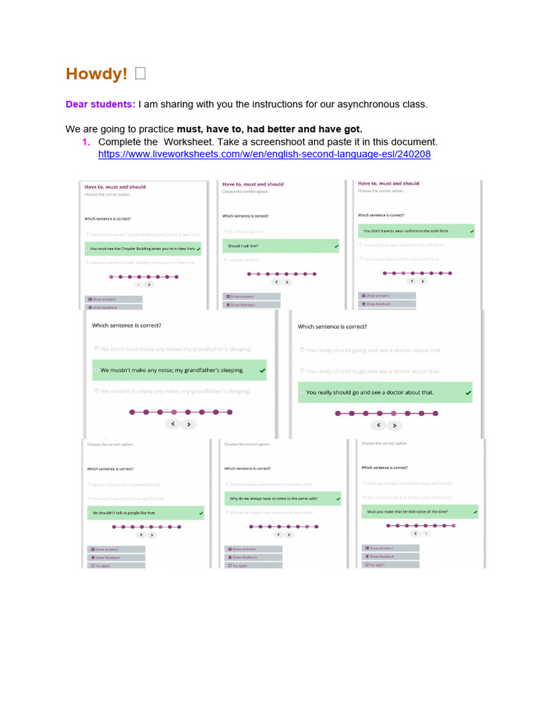 Asynchronous Class Modal Vebrs. | PDF | Language Arts & Discipline ...