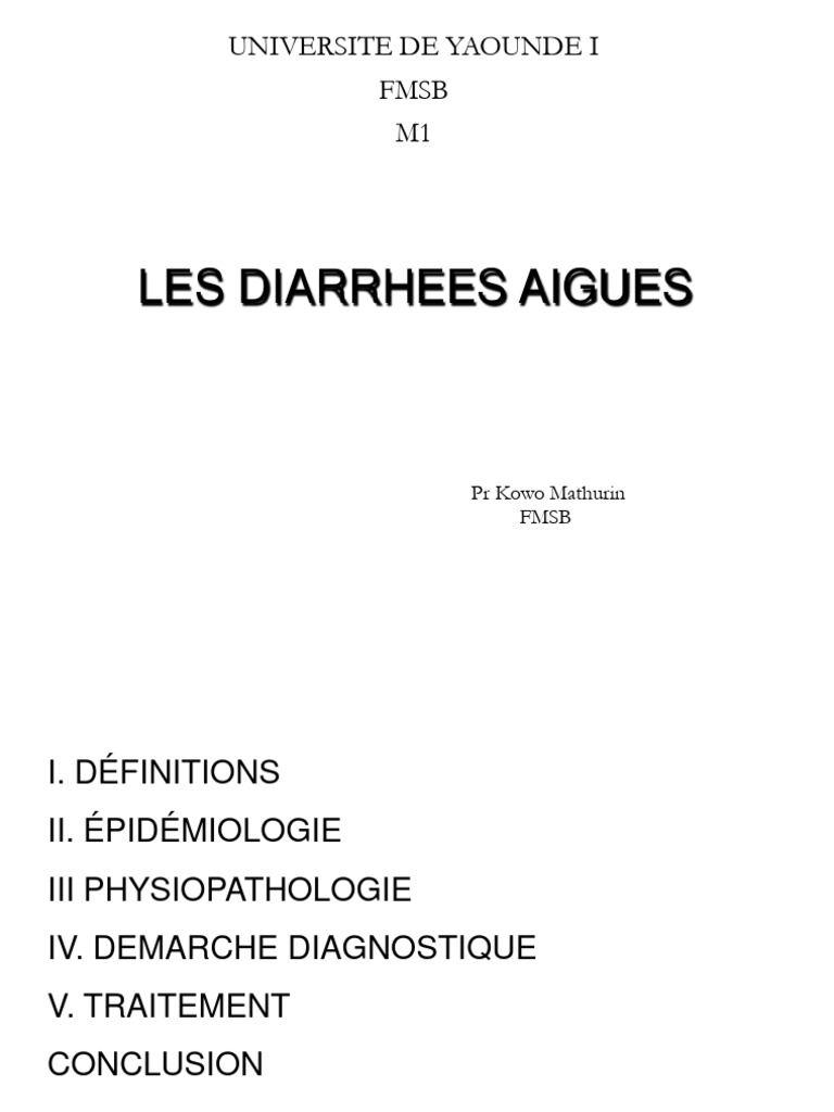 Diarrhées Aiguës : Diagnostic et Traitement | PDF | Diarrhée ...